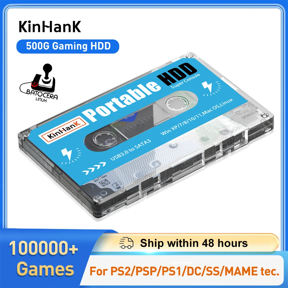 KINHANK 500G Gaming HDD Super Console 100000 Video Games 70 Emulators ...