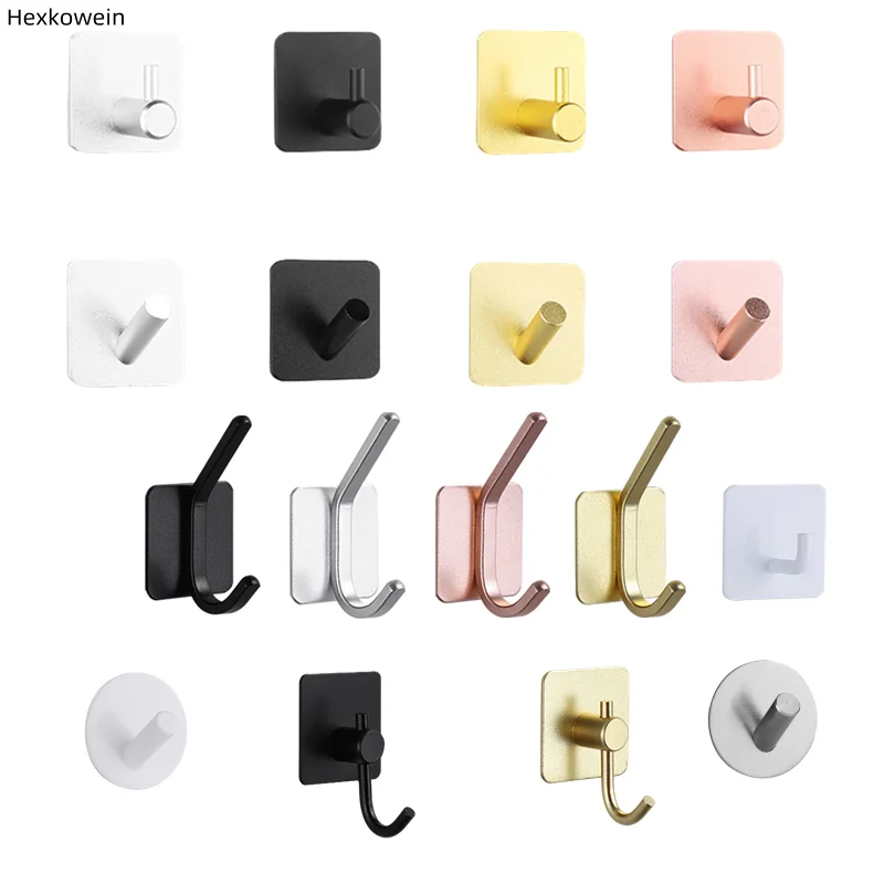 Adhesive-Wall-Hooks-Towel-Key-Cloth-Coat-Rack-Door-Bathroom-Robe-Hanger ...