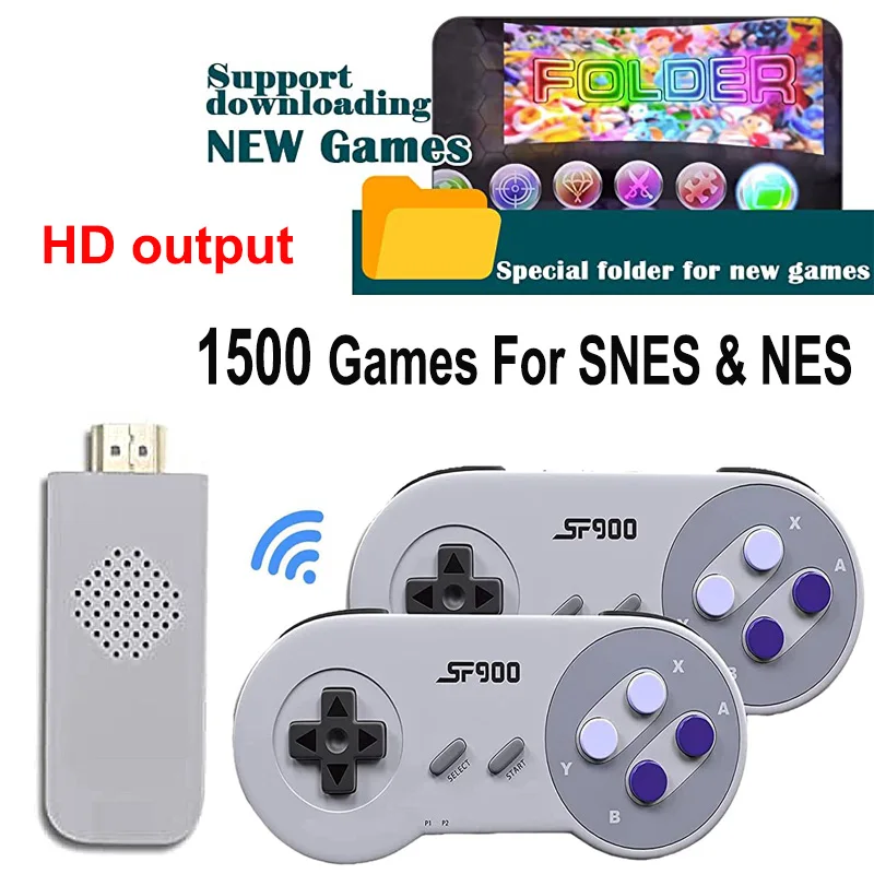 16 Bit Wireless Retro Video Game Console HD Game Stick SF900 Built In ...