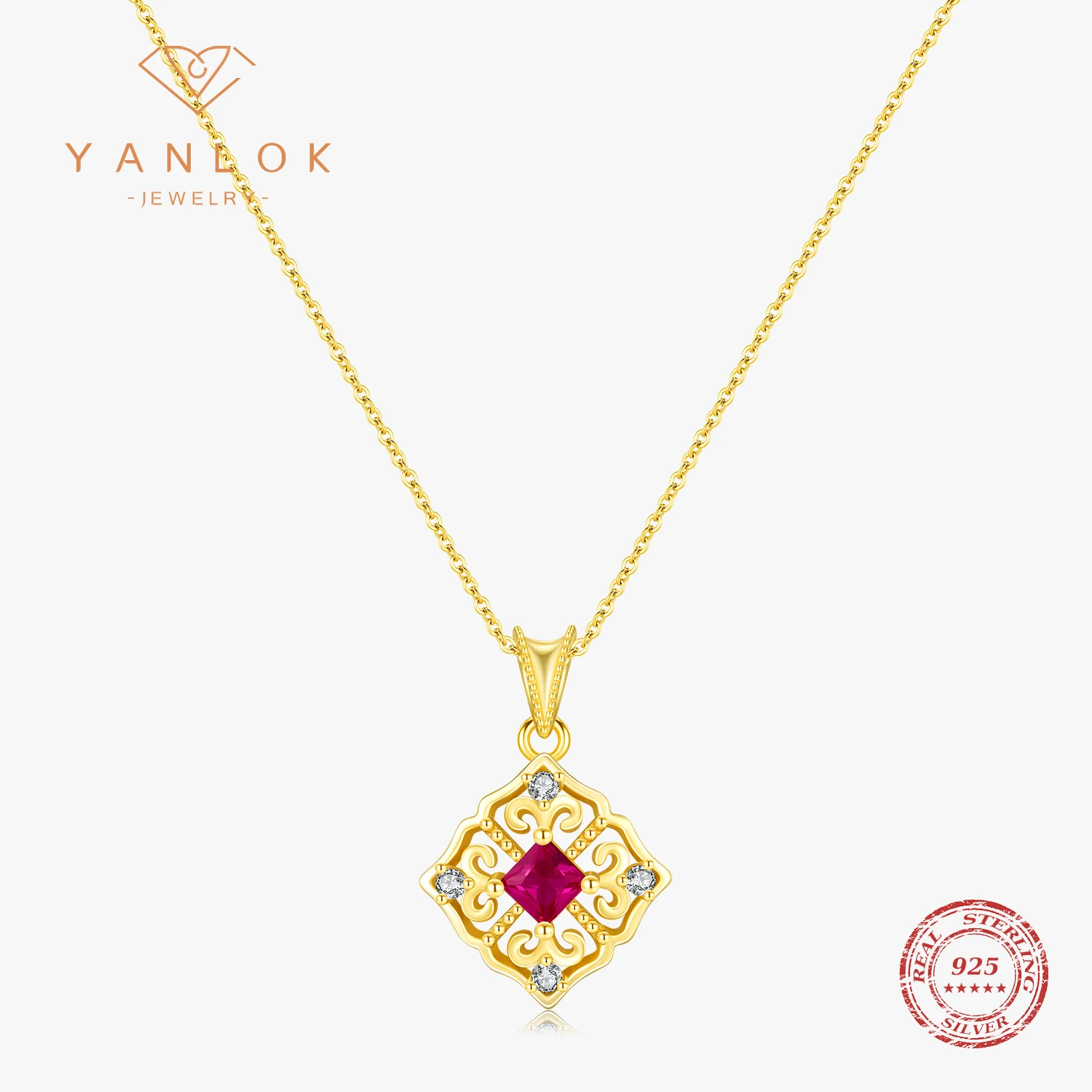 YANLOK-925-Sterling-Silver-Unique-Design-Retro-Hollow-Pattern-Pendant ...