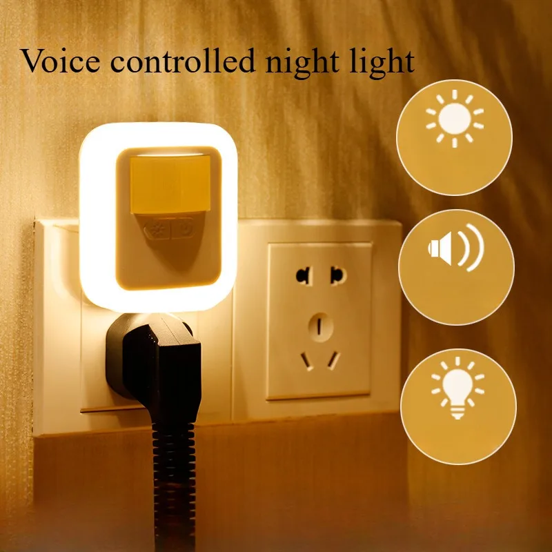 Bedroom Led Night Light remote control Wall Socket Lamp Plug Warm White ...