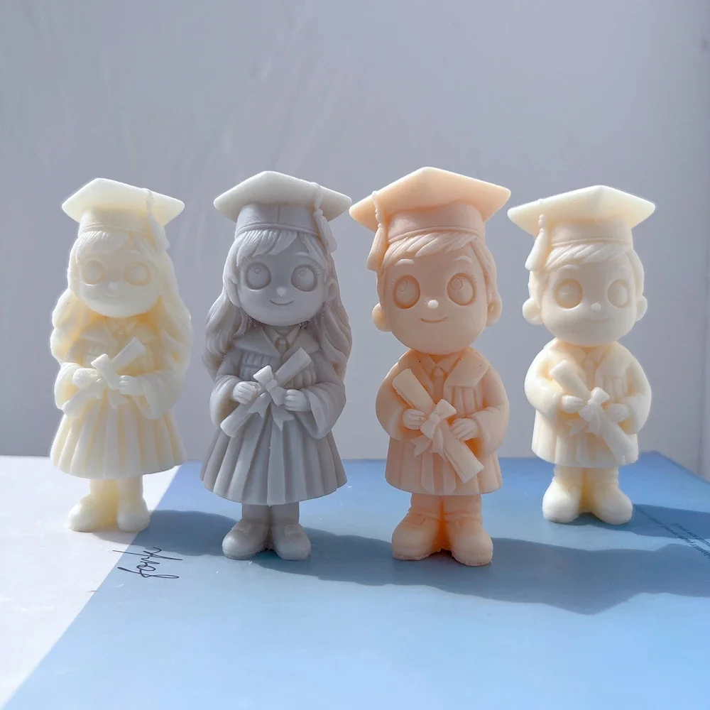 Small-Size-Graduation-Girl-Boy-Figurine-Silicone-Candle-Mold-Female ...