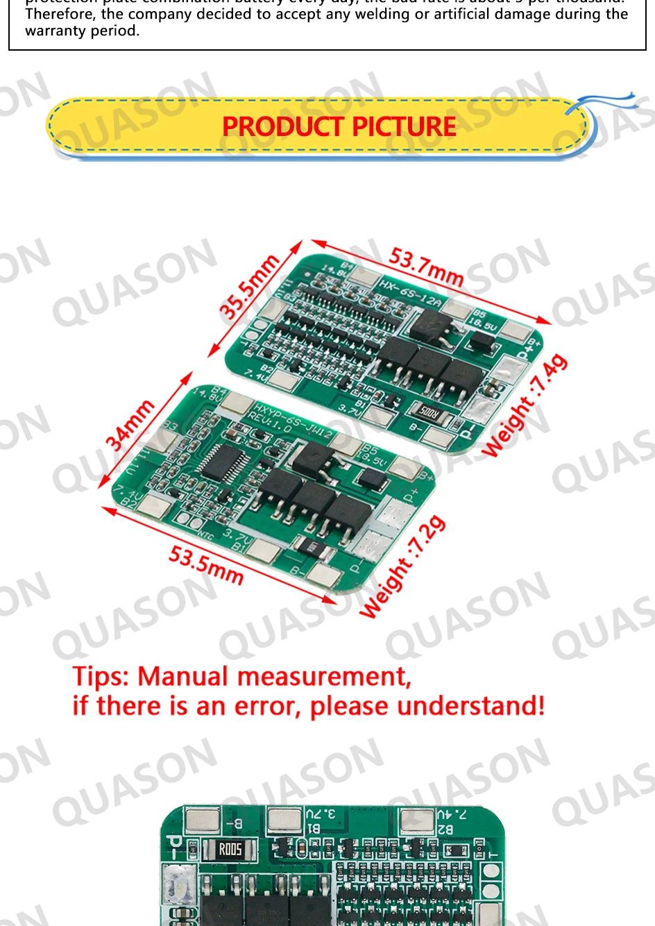 BMS плата Quason для литиевой батареи 6S 18650 | AliExpress