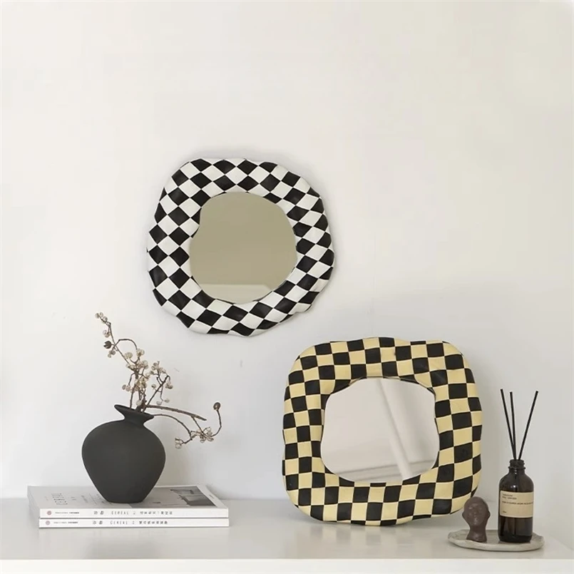 Irregular-Makeup-Mirror-Classic-Checkerboard-Niche-Design-Mirror-tray ...