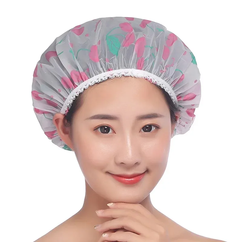 Waterproof-Bath-Hat-Thickened-Waterproof-and-Oil-Fume-Cap-Women-Spa ...