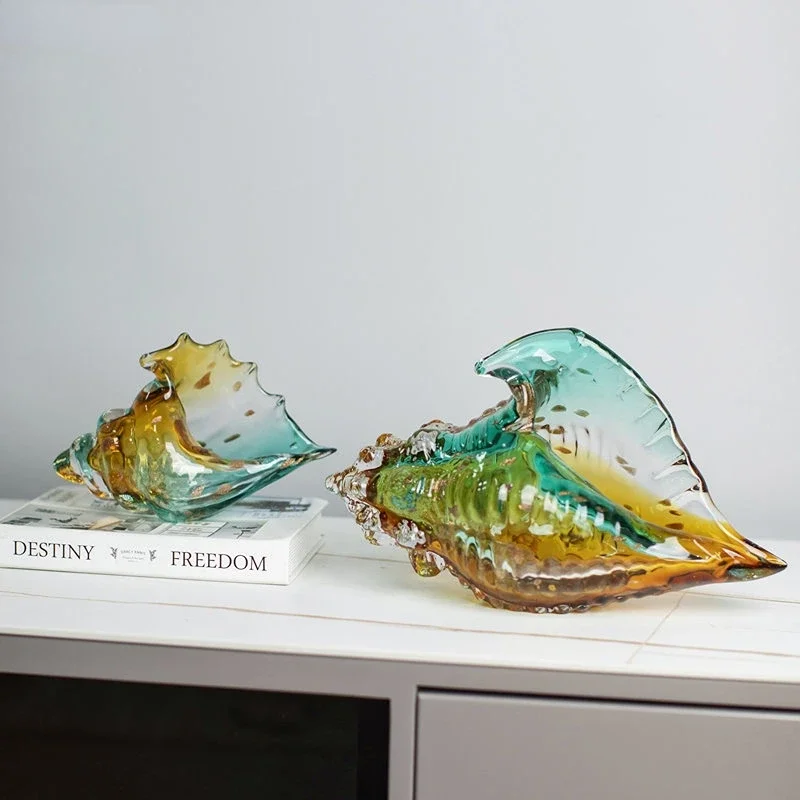 Transparent Glass Conch Colorful Shell Statue Modern Design Sculpture ...