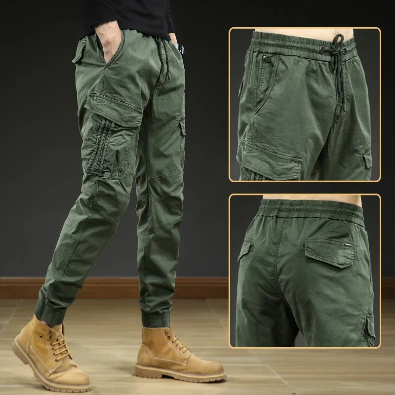 Summer-Lightweight-Cargo-Pants-Men-Cotton-Drawstring-Military-Cargo ...