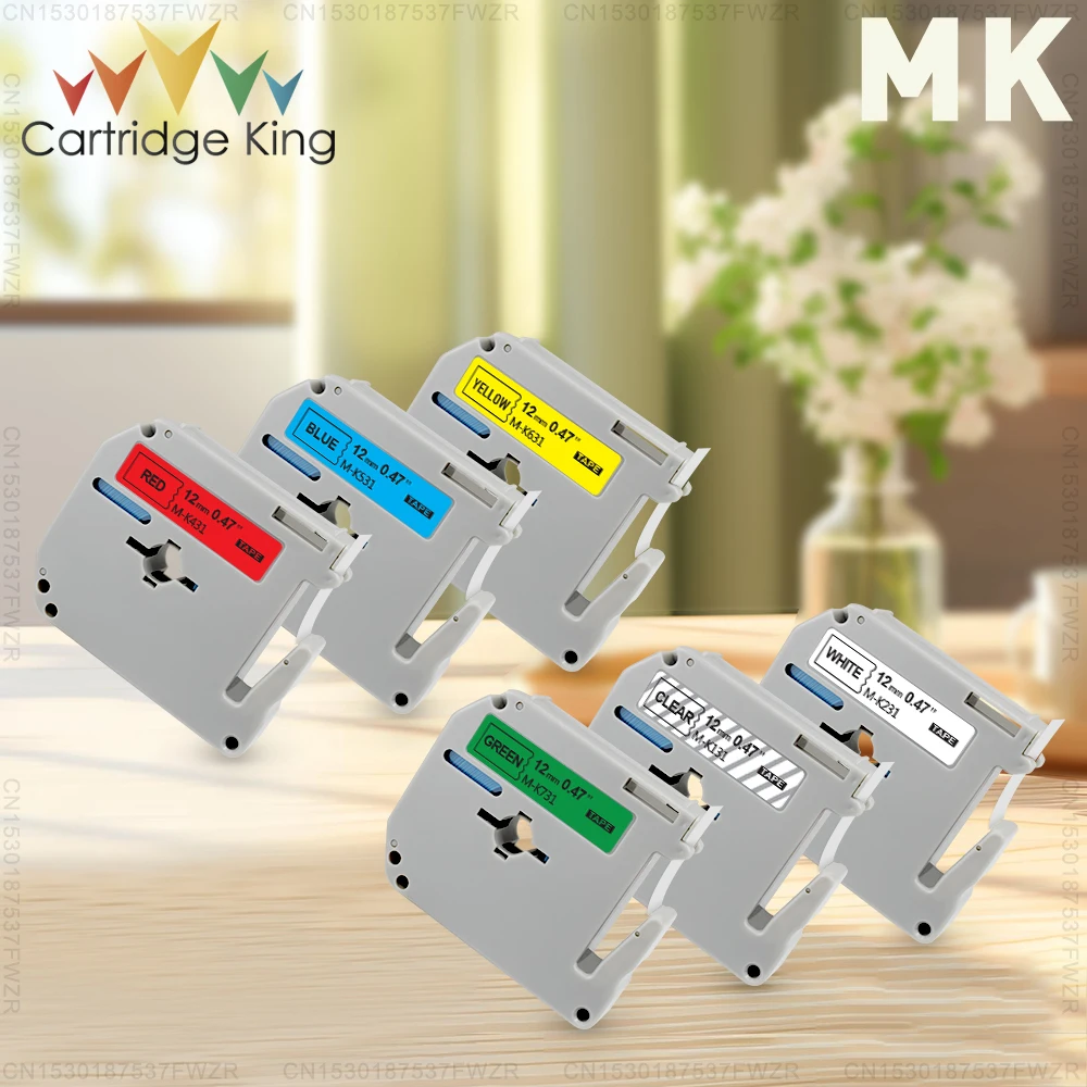 브라더 P-터치 라벨 메이커용 M-K231 라벨 테이프, 브라더 P-터치 M 테이프 교체, MK231 MK131 MK431 ...