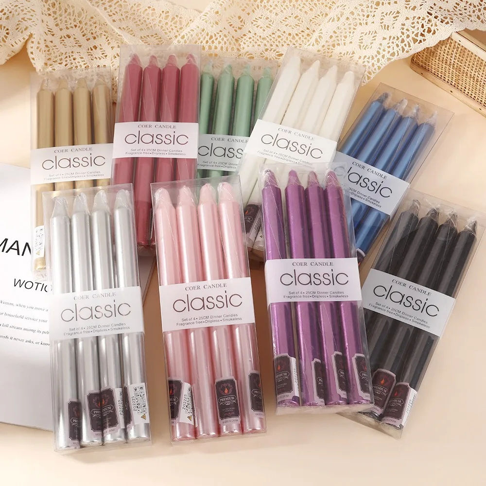 4pcs/Set 2.2X25CM European Classic Long Pole Candles Candlelight Dinner ...