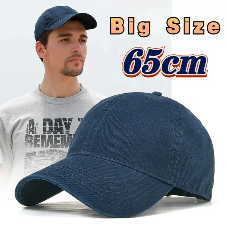 New Solid Color Big Size 63cm Soft Cotton Baseball Caps Men Classic ...