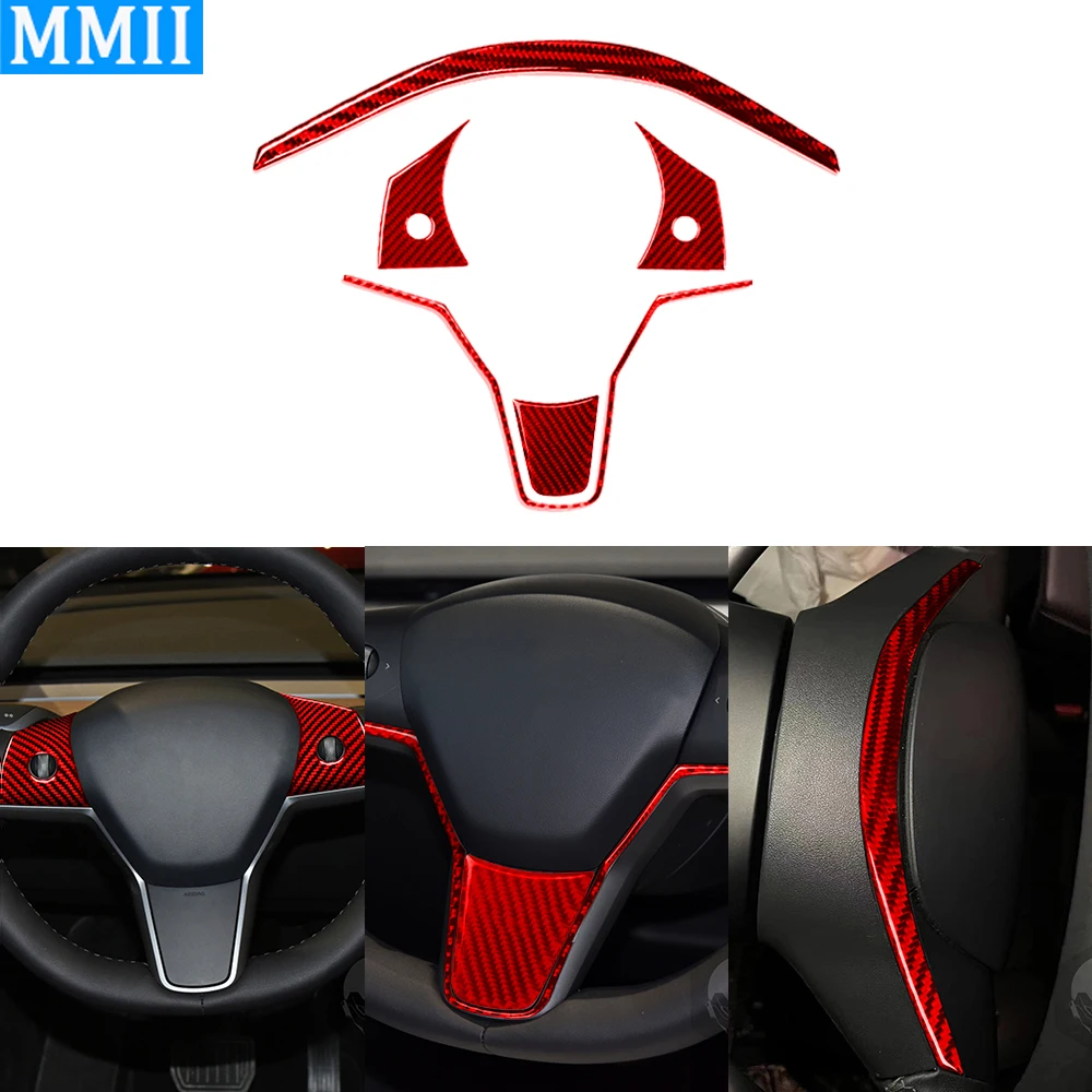 5-Pcs-Red-Carbon-Fiber-Steering-Wheel-Panel-Cover-Decorative-Suit-Car ...