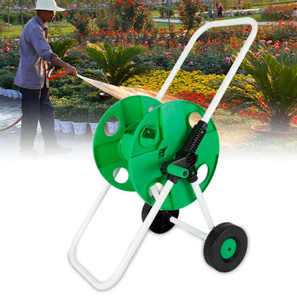 50m-Hose-Trolley-Garden-Outdoor-Hosepipe-Water-Pipe-Cart-w-Couplers ...