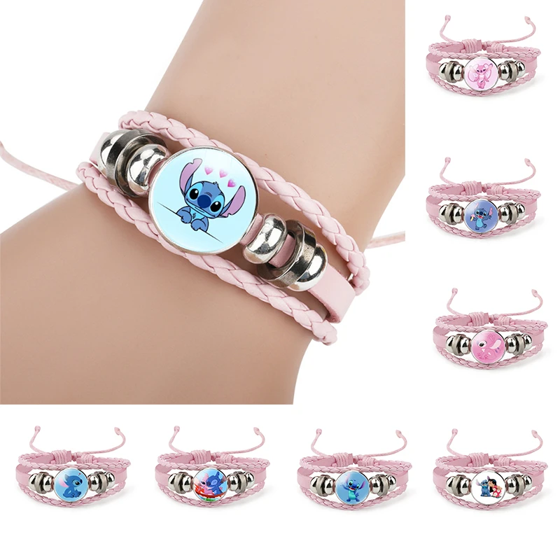 Disney pulsera de Lilo & Stitch para niñas, brazalete de cuero con ...