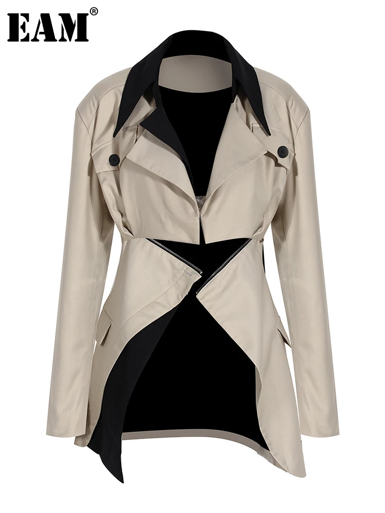EAM-Loose-Fit-Khaki-Two-Ways-Wear-Irregular-Jacket-New-Lapel-Long ...