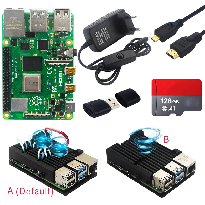 Original-Raspberry-Pi-4-Model-B-Kit-2GB-4GB-8GB-RAM-Aluminum-Case-5V-3A ...