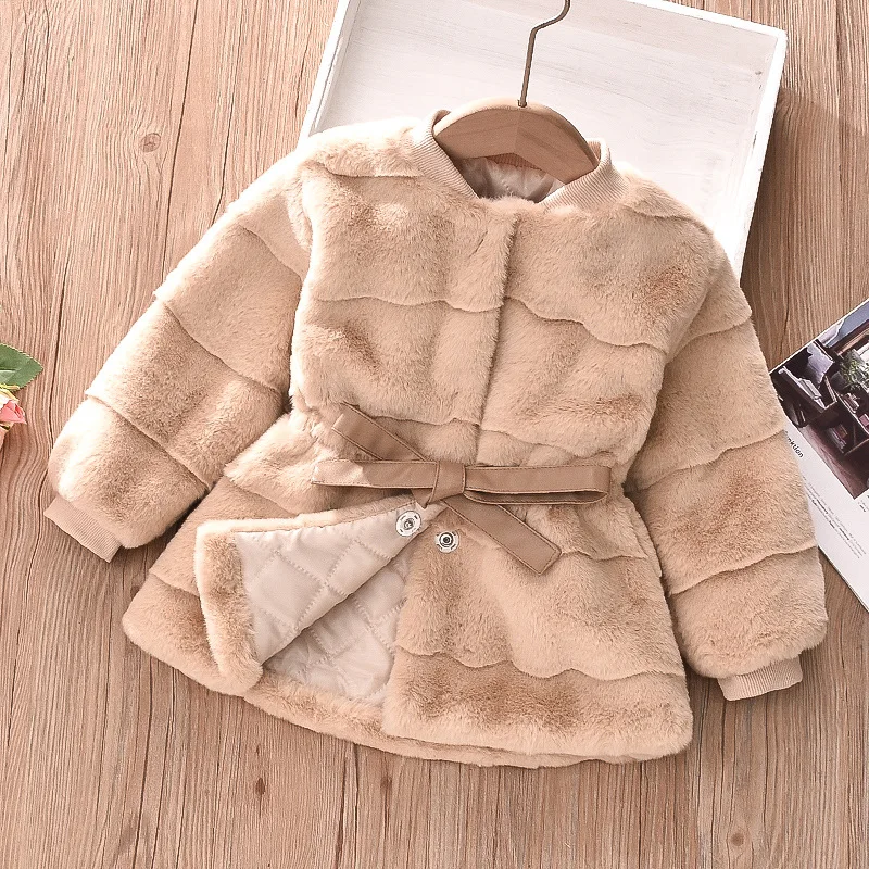 New-Winter-Baby-Girls-Jacket-Plush-Fur-Keep-Warm-Belt-Design-Lined-With ...