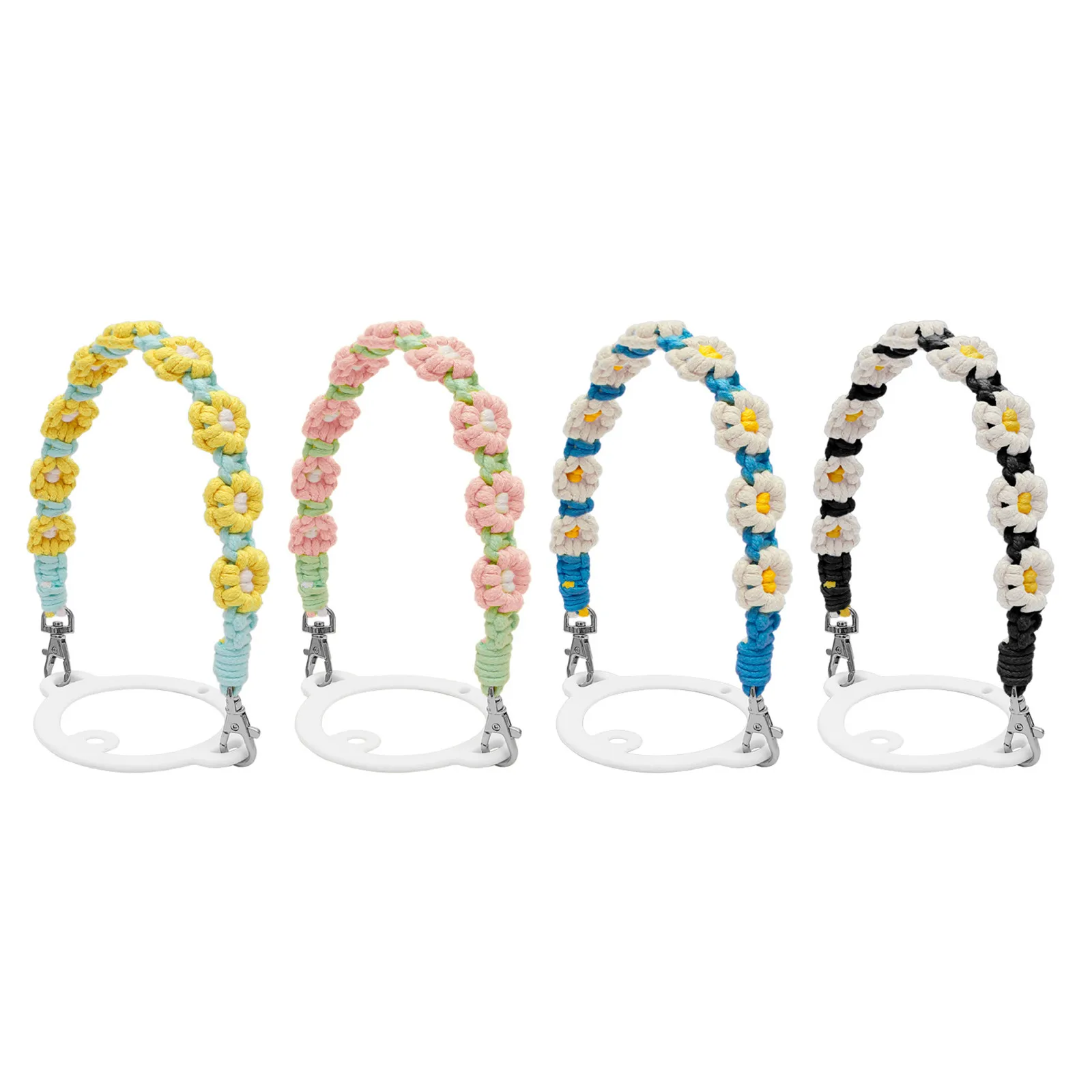 Handmade-Macrame-Daisy-Drink-Carrier-With-Adjustable-Hand-Strap-Coffee ...