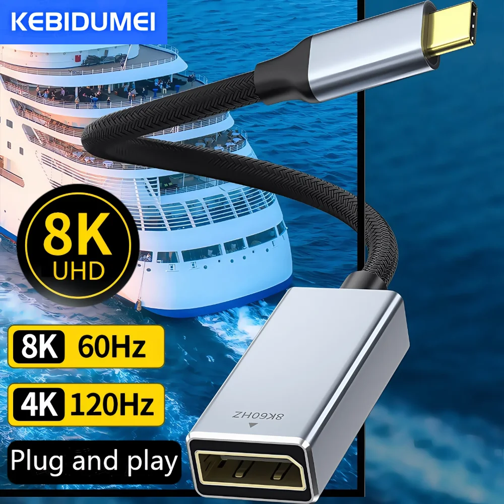 USB C to 8K Displayport 1.4 for iPhone 15 Macbook Pro iPad Compatible ...