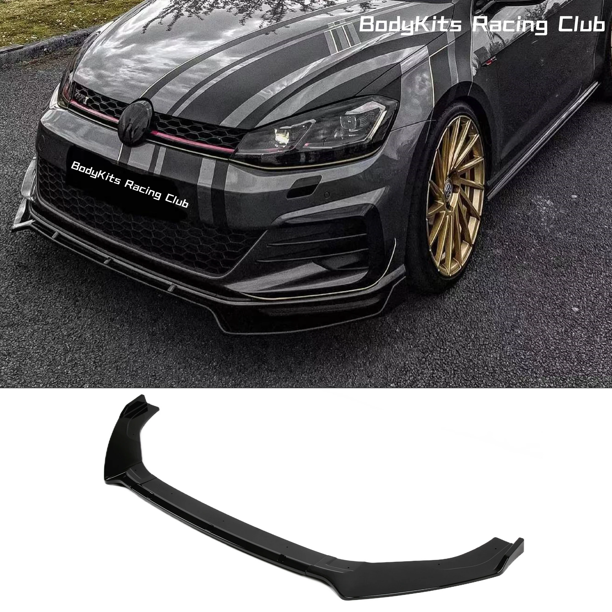 Gloss-Black-Front-Bumper-Splitter-Lip-Aero-Kit-For-Volkswagen-Golf-7-7 ...