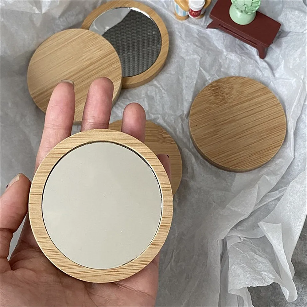 Wooden-Makeup-Mirror-Portable-Round-Small-Mirror-for-Women-Travel ...