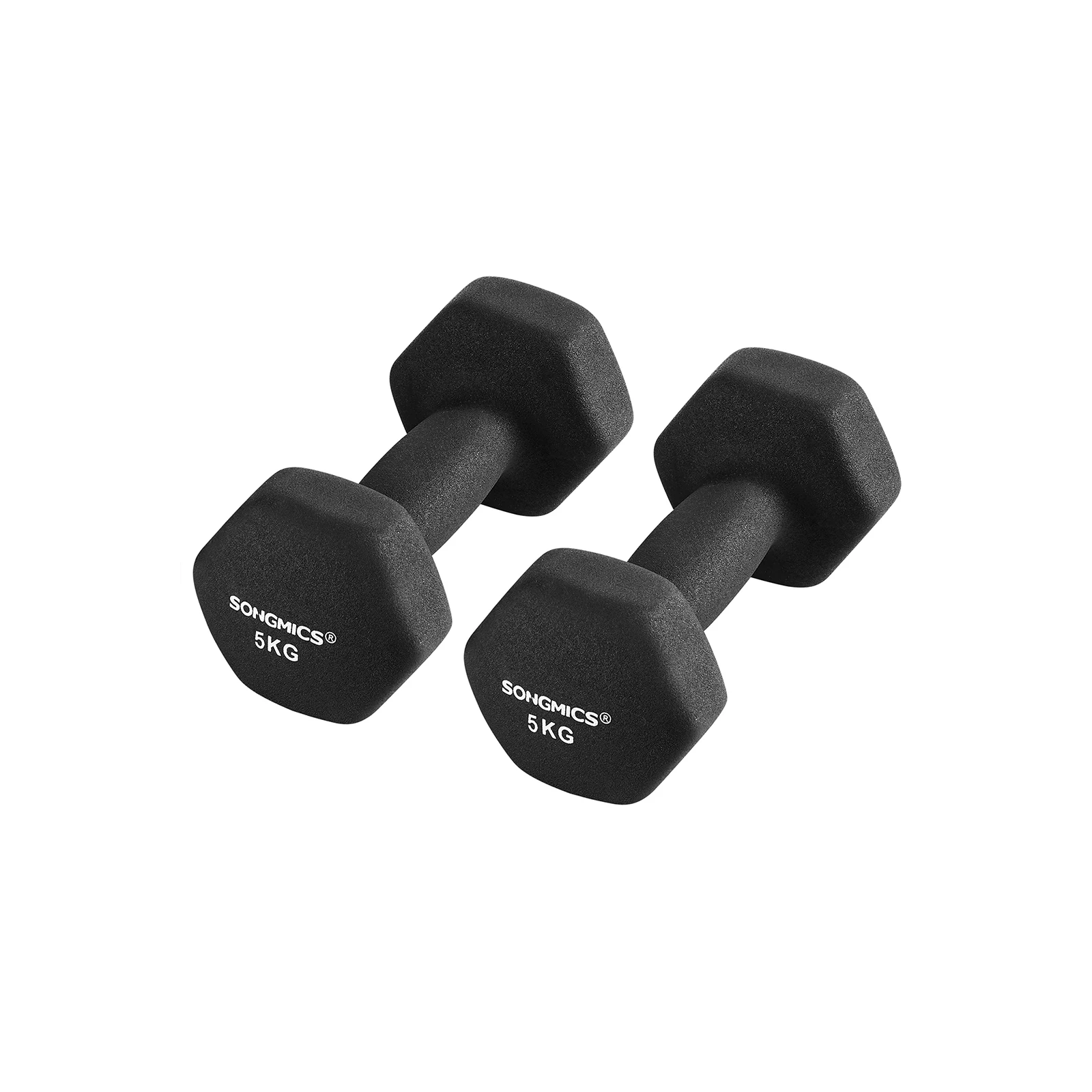 SONGMICS Dumbbells Set of 2 2 x 5kg Dumbbells Set Dumbbells Hexagon ...
