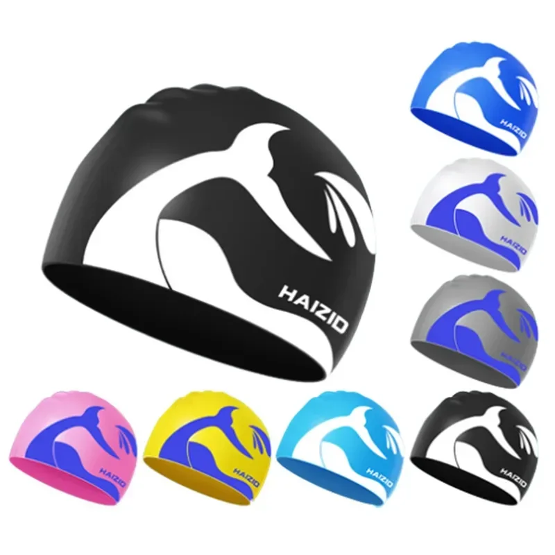 Universal Men Women Swimming Caps Soft Silicone Waterproof Cute Cartoon ...