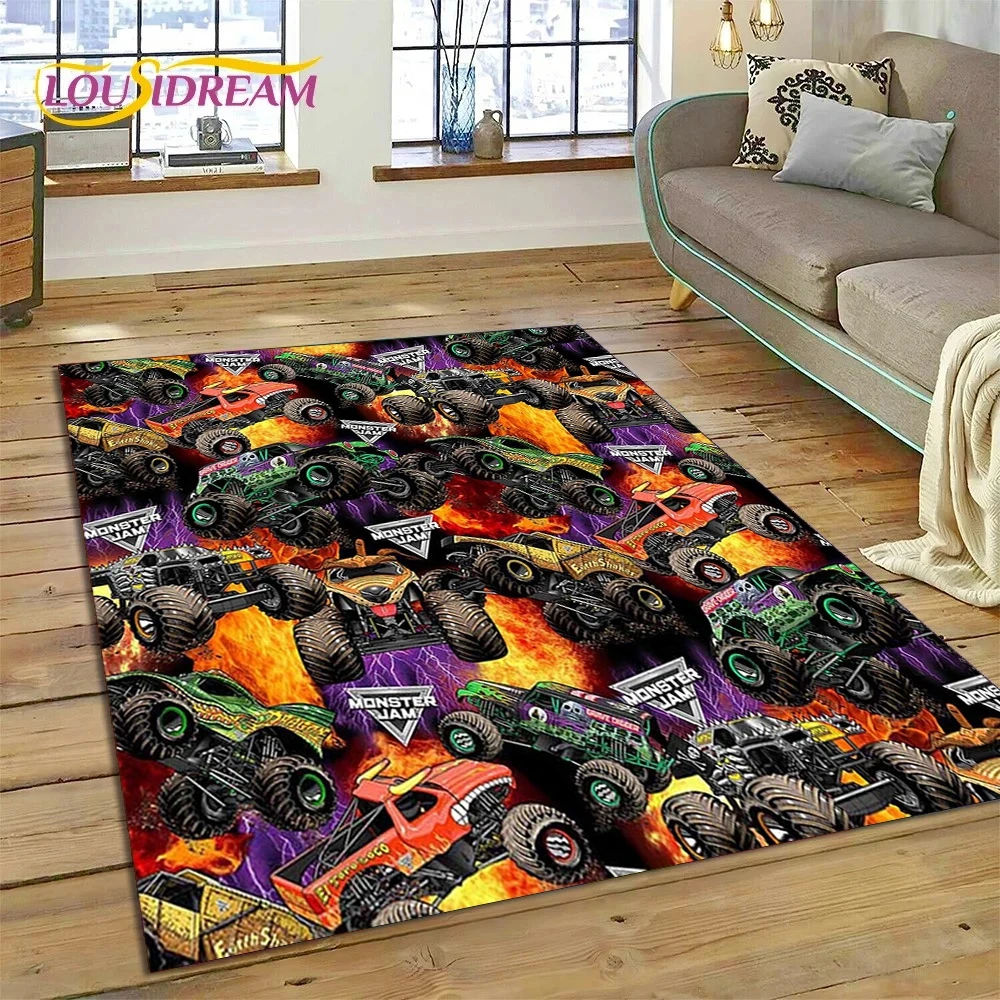 Monster Truck Monster Jam Cartoon Rug Carpet for Living Room Bedroom ...