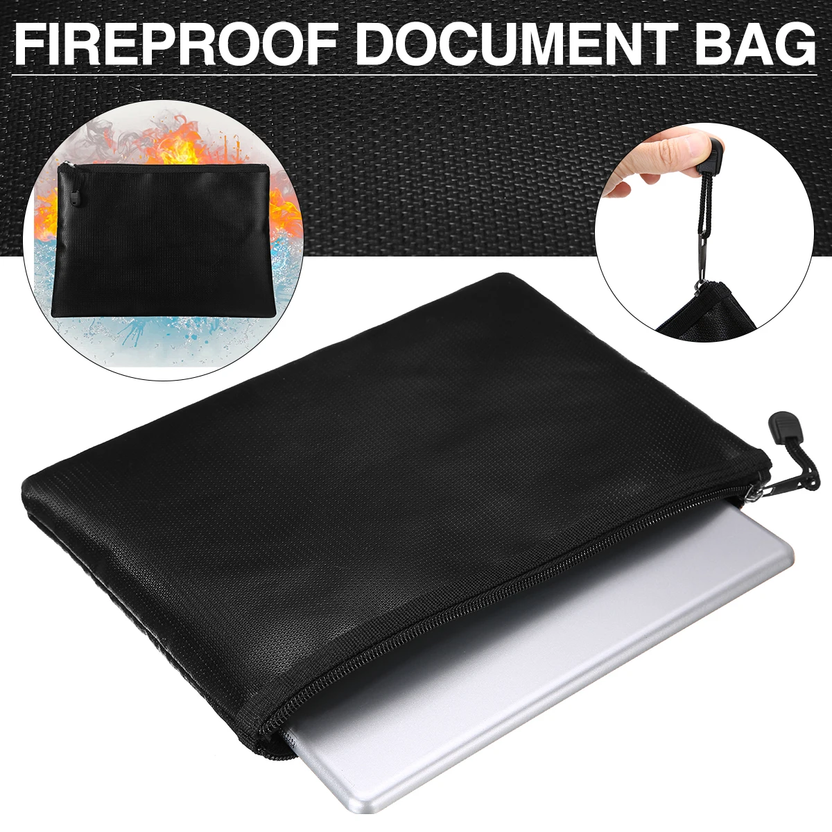 Portable Fireproof Waterproof Document Envelope File Folder Cash Pouch ...