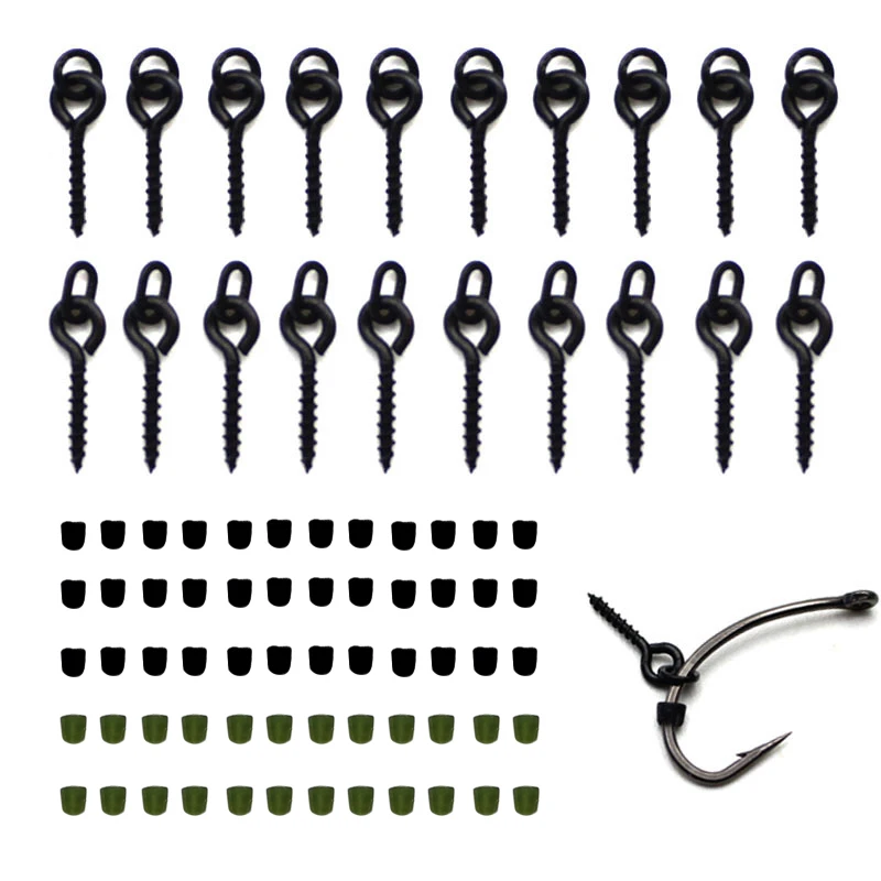 50Pcs Carp Rig Ring Stops Beads With 20Pcs Boilie Bait Screw Fishing ...