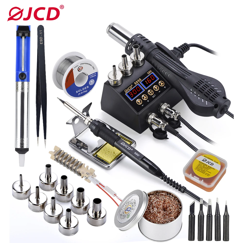 JCD 2 in 1 750W Soldering Station LCD Digital display Rework Welding Station for cell-phone BGA ...