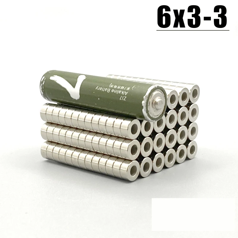 20-50-100-5005Pcs-6x3-Hole-3mm-Ring-Round-Neodymium-Magnets-With-hole ...