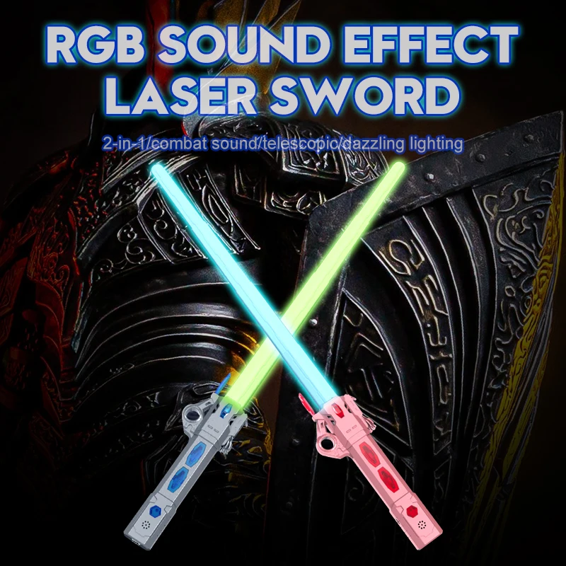 New Style Toy Laser Sword Red and Blue Double Sword Retractable Two In ...