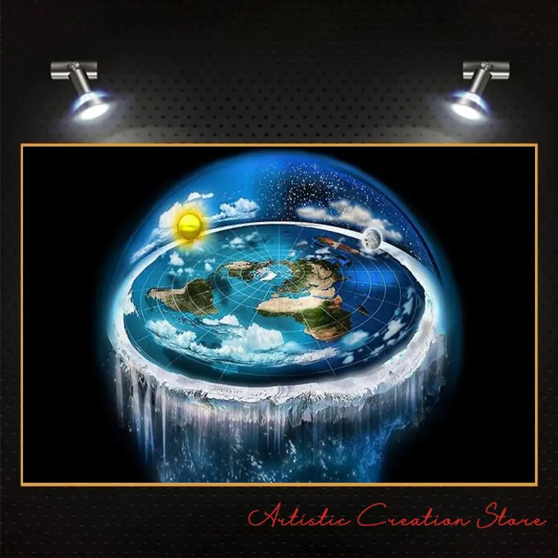 Flat-Earth-with-Dome-Posters-Art-Canvas-Painting-HD-Print-Wall-Art ...