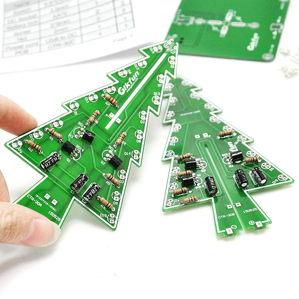 DIY Christmas Tree Kit Three-Dimensional 3D LED Red/Green/Yellow LED ...