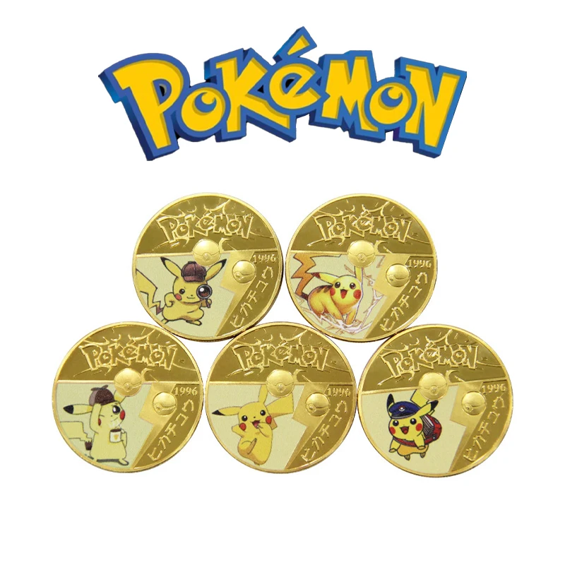 Bandai-Pokemon-Pikachu-Figure-Gold-Commemorative-Coins-Metal-Round ...