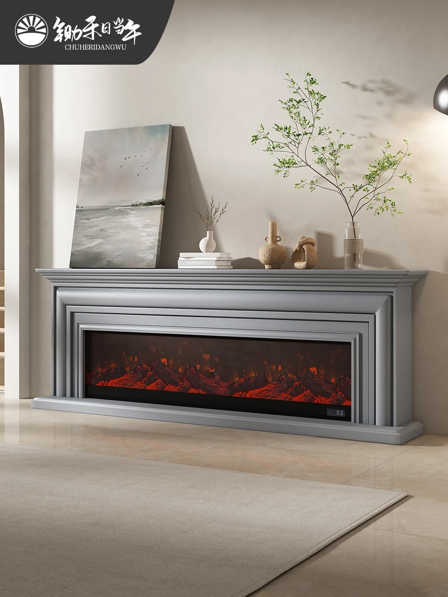 Modern-minimalist-heating-fireplace-TV-cabinet-Italian-minimalist-gray ...