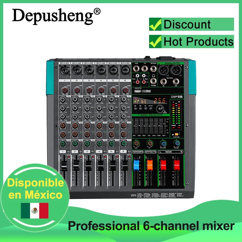 Professional-Audio-Mixer-Depusheng-MG6-6-Channel-Sound-Board-Console-DJ ...