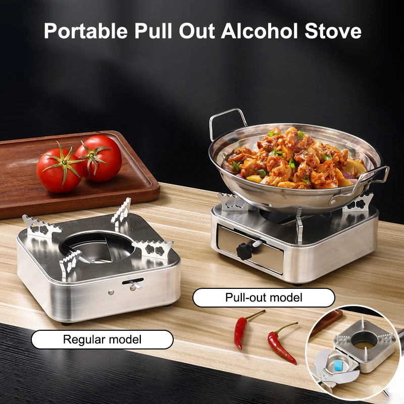 Mini Alcohol Stove Stainless Steel Pull-Out Camping Stove With ...