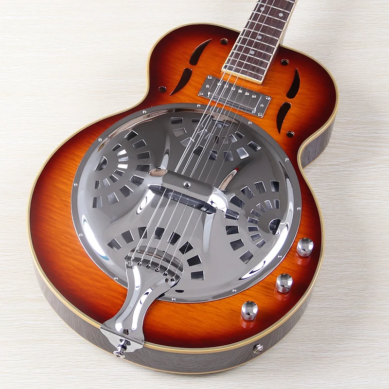 Dobro Resonator Electric Guitar 40 Inch 6 String Flame Maple Top High ...