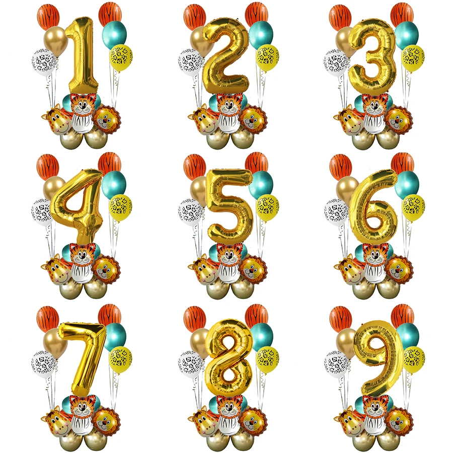 18Pcs-Jungle-Animal-Number-Balloons-Set-Chrome-Metallic-Latex-Balloon ...