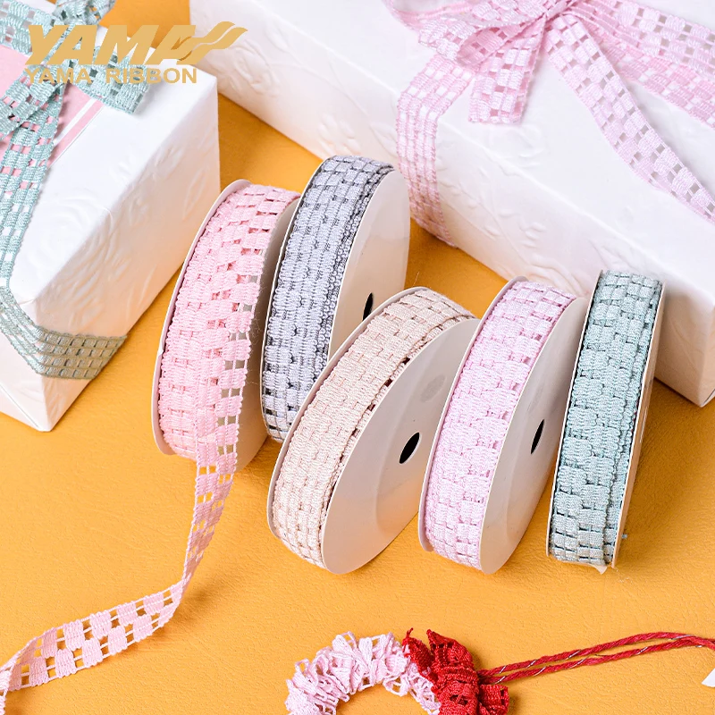 YAMA Hook Weaving Ribbon, 16mm, 10 yardas/rollo, Hollow Plaid Ribbon ...