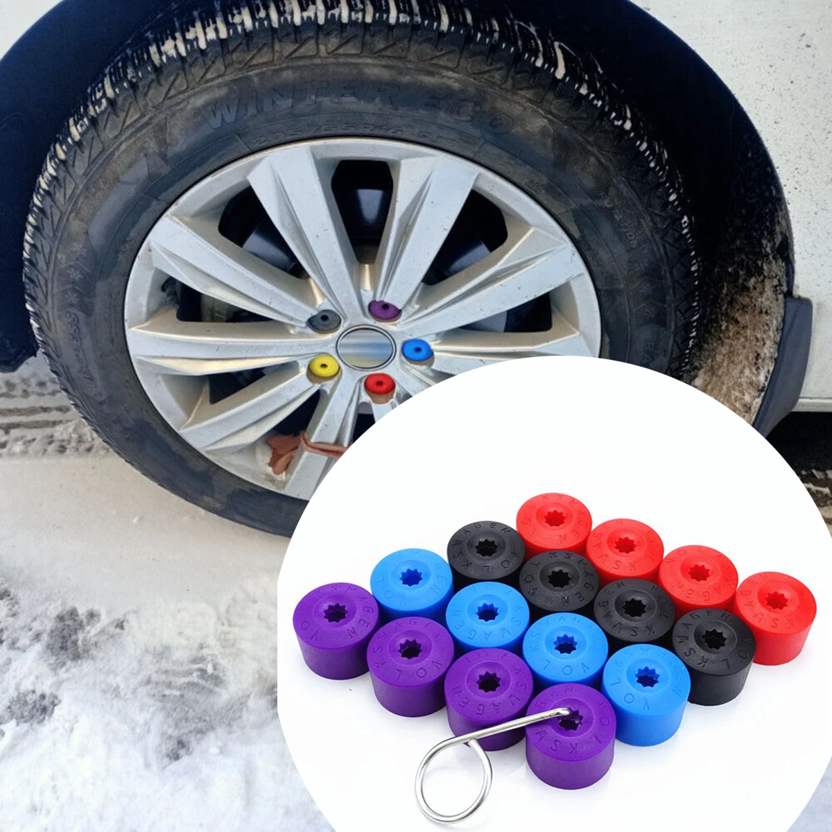 20pcs 17mm Wheel Bolt Lug Nut Cover Caps & Removal Tool For Volkswagen Vw Jetta Beetle Passat ...