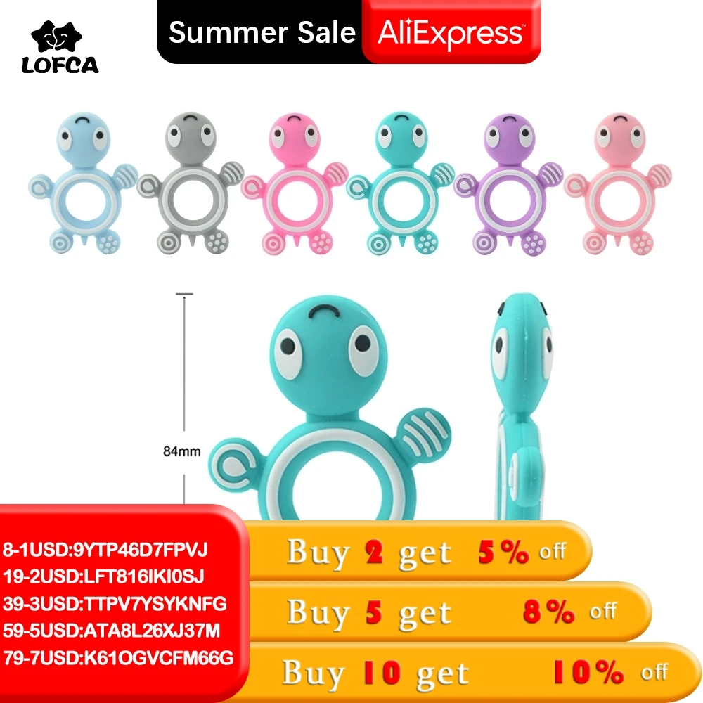 Turtle Silicone Baby Teether Cartoon Animal BPA Free beads Teething ...