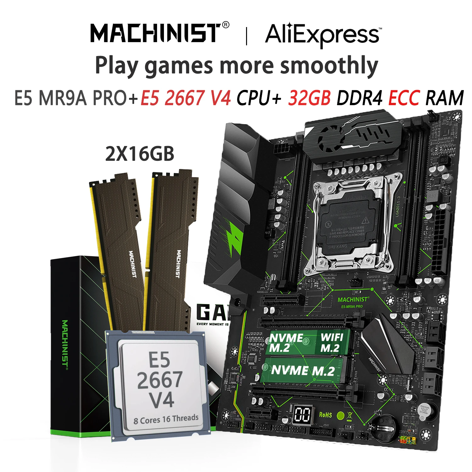 MACHINIST MR9A PRO X99 Conjunto de Motherboard, Kit LGA 2011 3, Processador CPU Xeon E5 2667 V4 ...