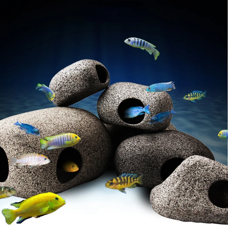 Cichlid Stone Cave Aquarium Fish Tank Pond Decoration Ornaments Farming ...