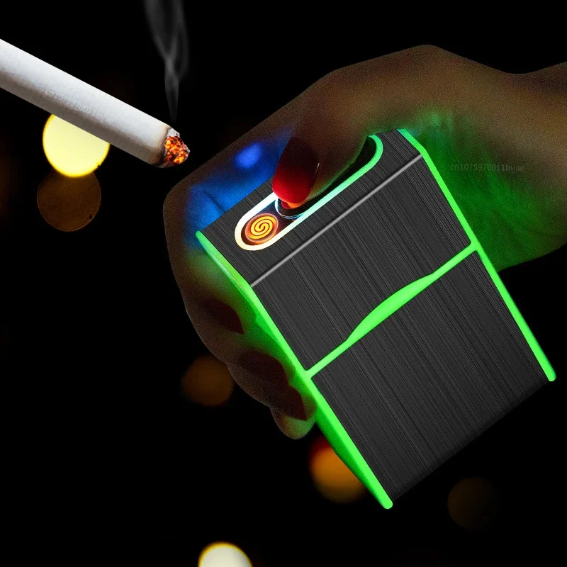 2-In-1-20-Cigarette-Case-Lighter-Case-USB-Rechargeable-Electronic-Case ...