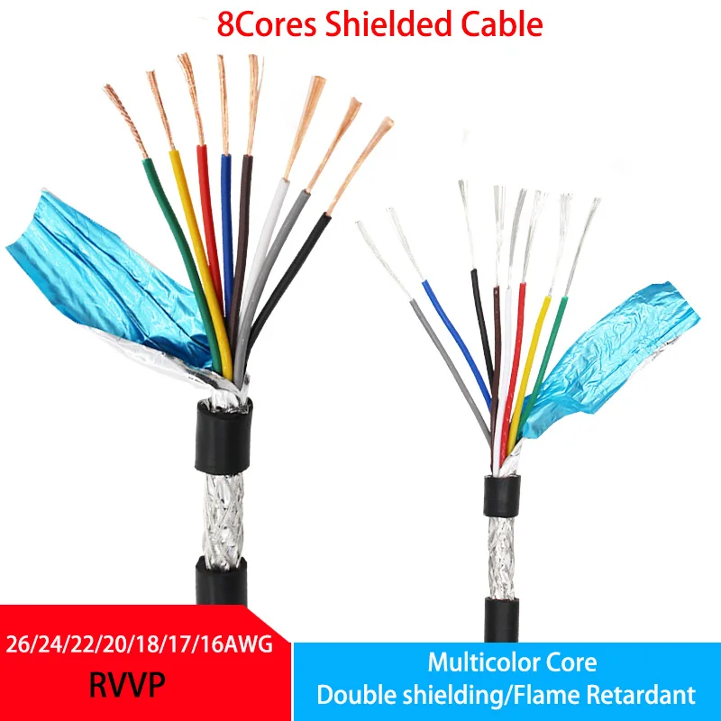RVVP8Cores-Shielded-Cable-26-24-22-20-18-17-16AWG-1-5-10Meter-Control ...