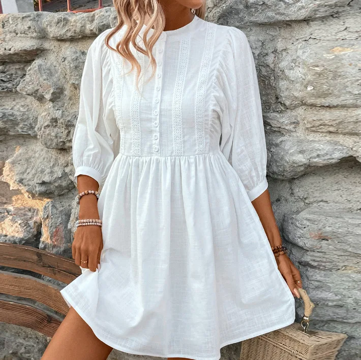 Casual Womens Dresses White Dress Lovely Sweet Girl Japanese Style Lace ...