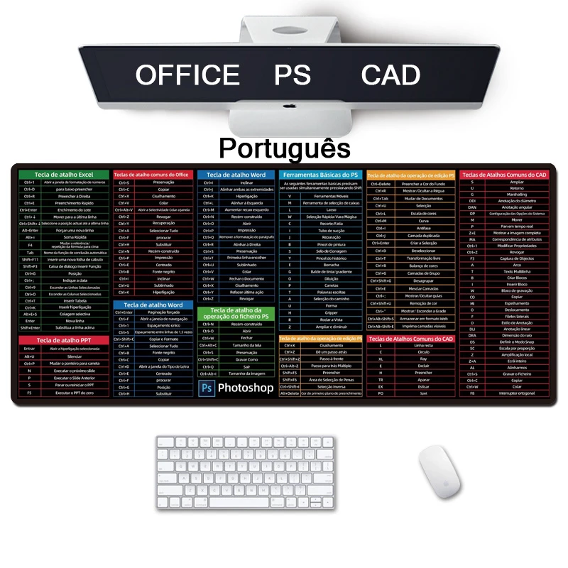 Mouse-pad-de-atalho-de-teclado-em-portugu-s-90-40CM-Mouse-Pads-Para ...