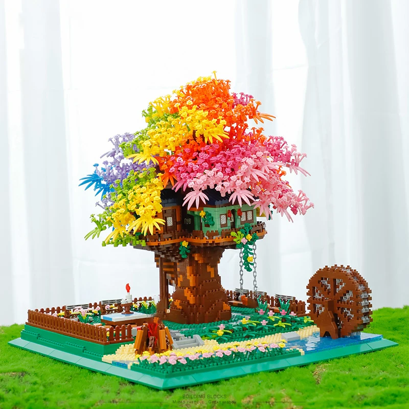 4451PCS-Micro-Diamond-Bricks-Rainbow-Sakura-House-Tree-Building-Blocks ...